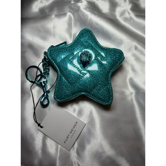 Kurt Geiger | Bags | Kurt Geiger London Teal Glitter Star Coin Purse ...
